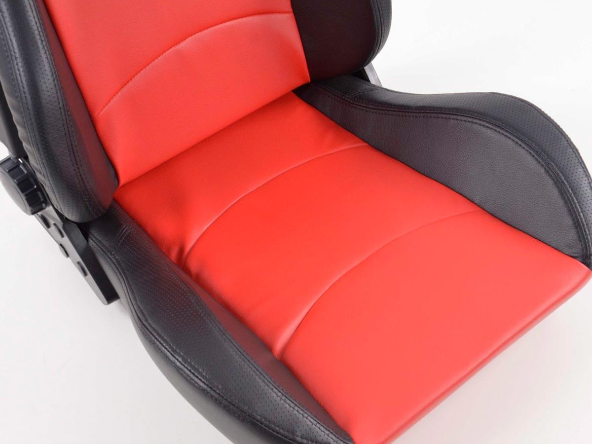Paire de siege baquet Control en Simili Cuir Rouge et Noir Inclinable