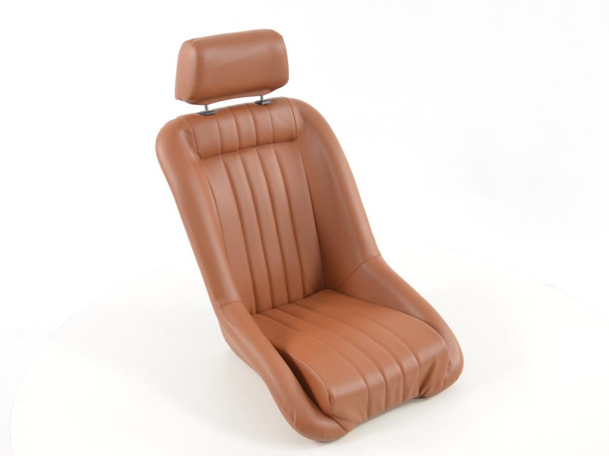 Paire de siege baquet Oldtimer Retro Simili Cuir Marron Fixe Non Inclinable